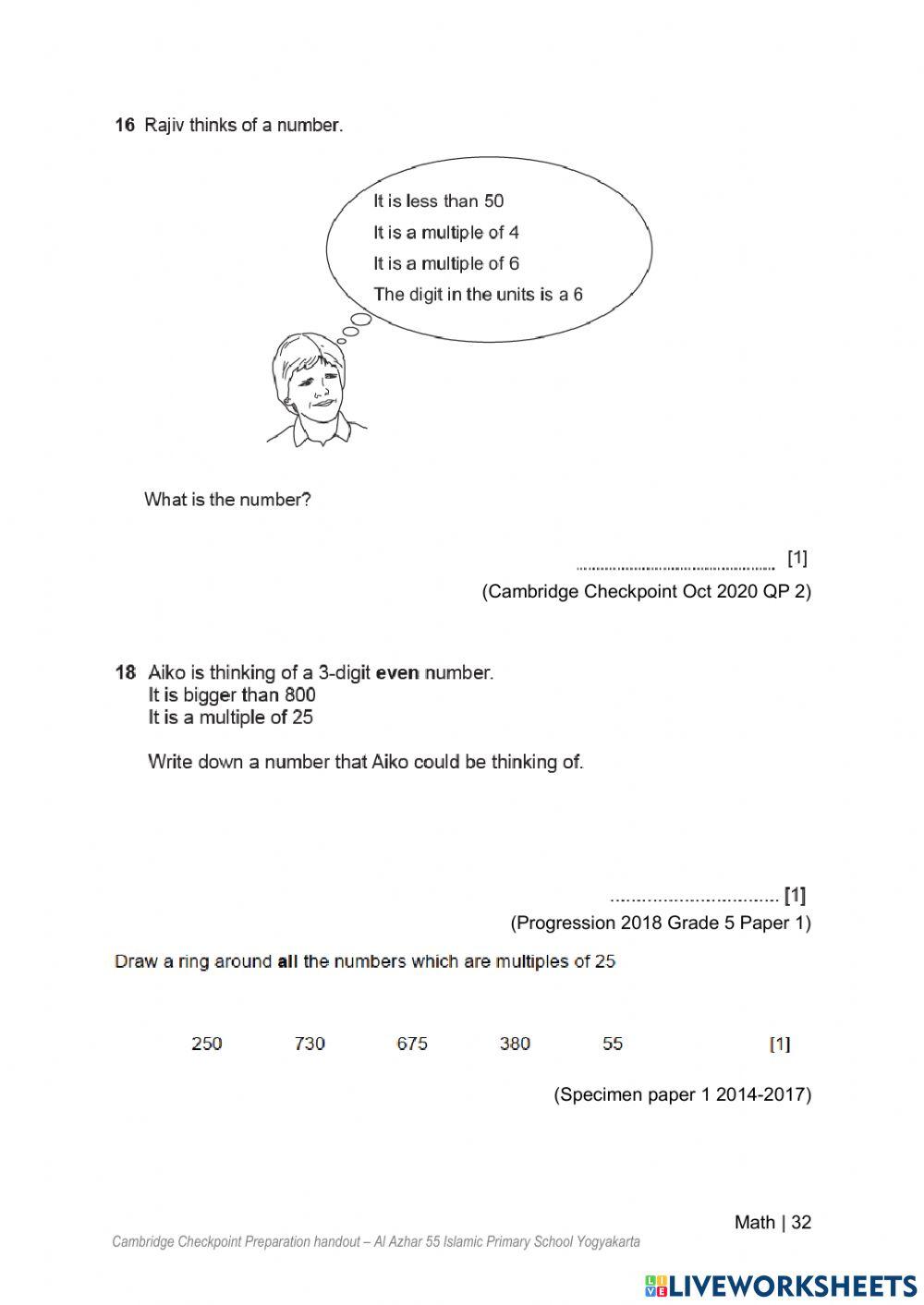 CPIP Math 7 online exercise for | Live Worksheets
