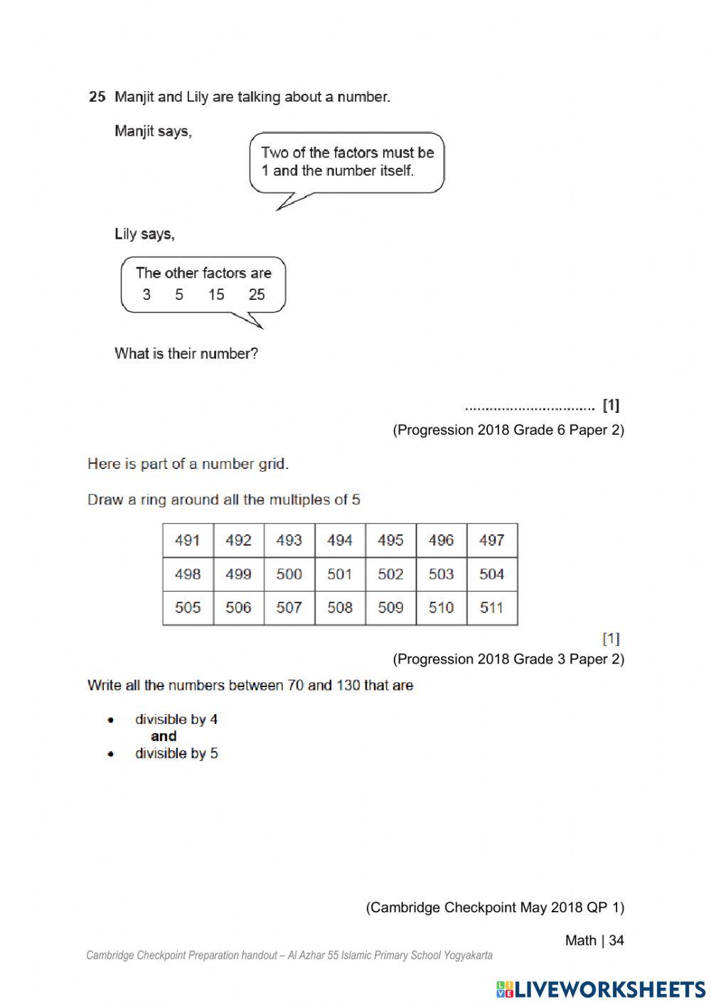 CPIP Math 7 online exercise for | Live Worksheets