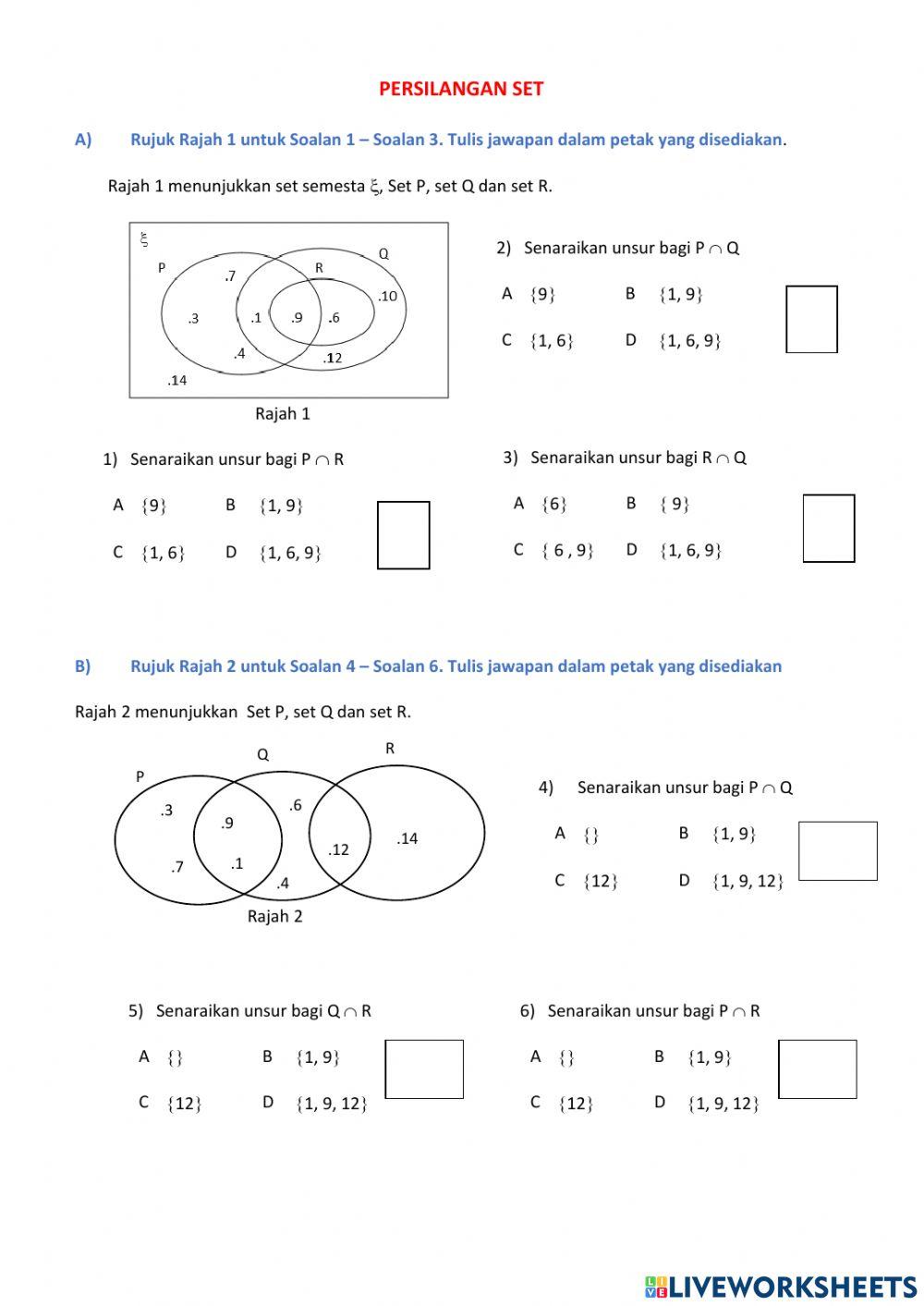 Set interactive activity | Live Worksheets