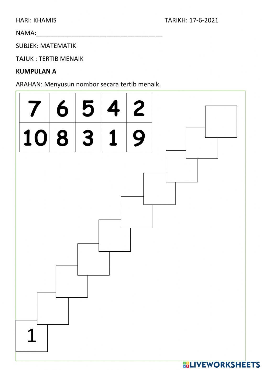 Tertib menaik | Live Worksheets
