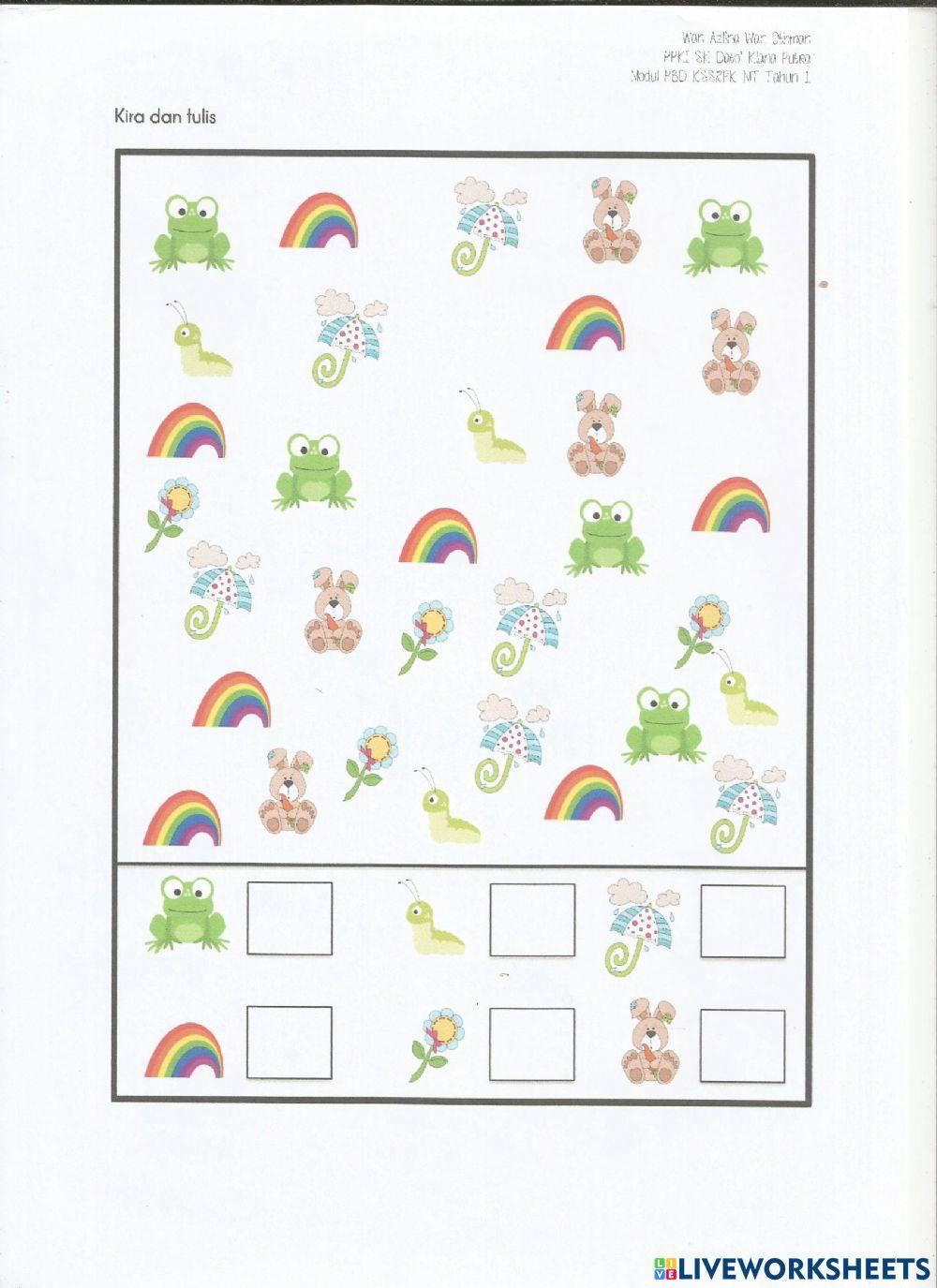 Kira dan tulis worksheet | Live Worksheets