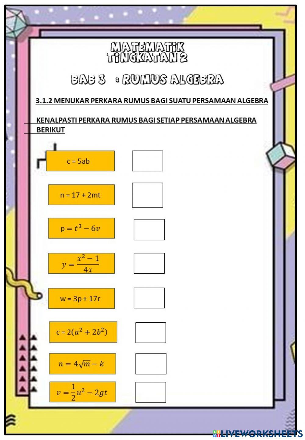 1092651 | Rumus algebra | SITI SUJIMAH OMAR