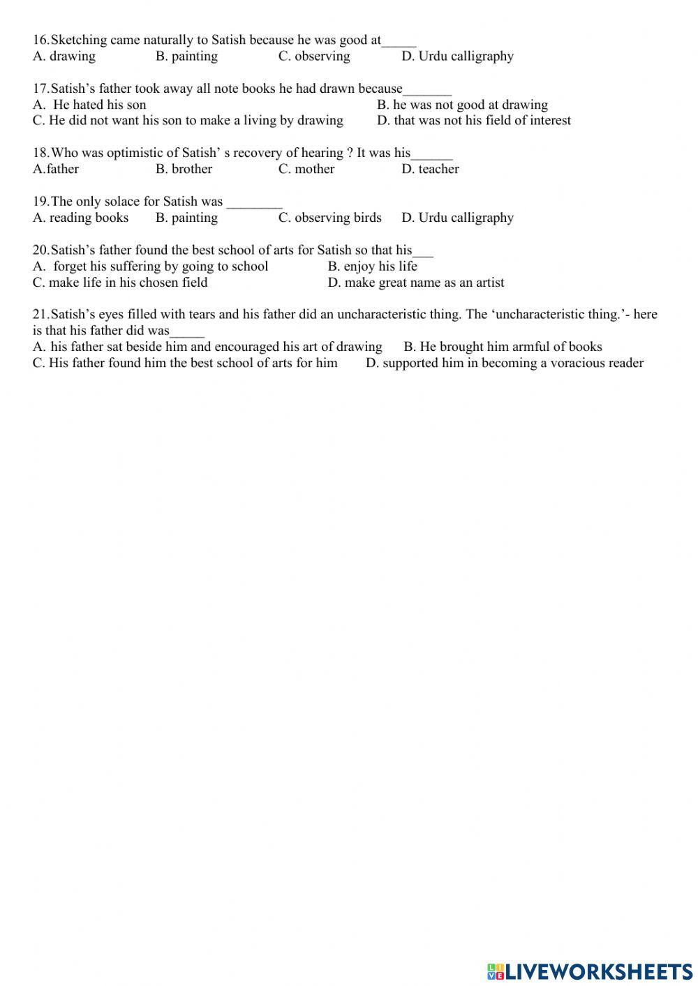 Unit 7 online worksheet for SSLC | Live Worksheets