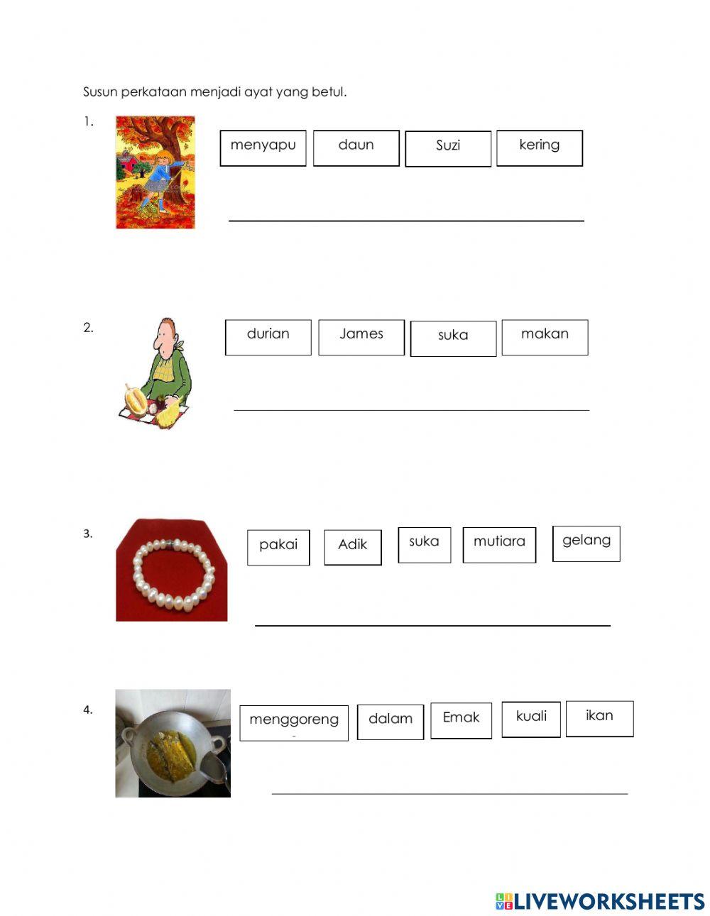 Vokal berganding online worksheet | Live Worksheets