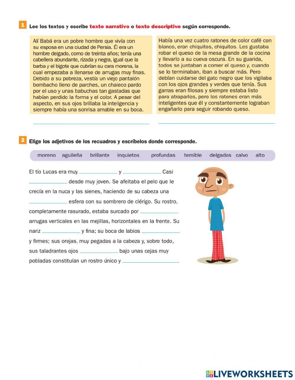 Textos Descriptivos Y Narrativos Worksheet Live Worksheets P Textos Descriptivos Y Narrativos Worksheet Live Worksheets P