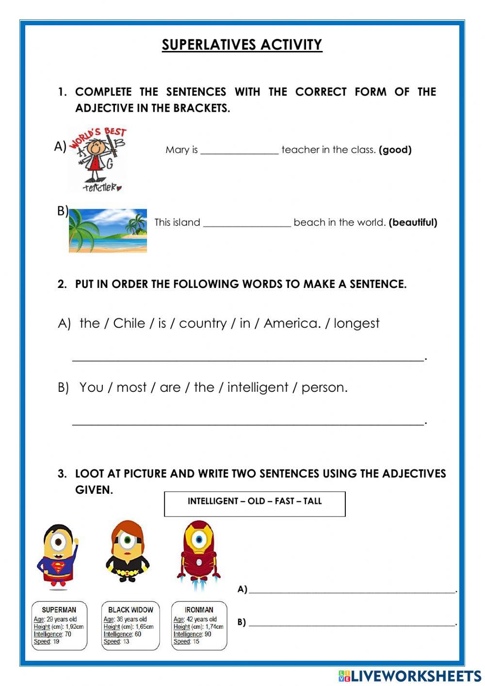Superlatives 1093190 | Jennifer Reyes | LiveWorksheets