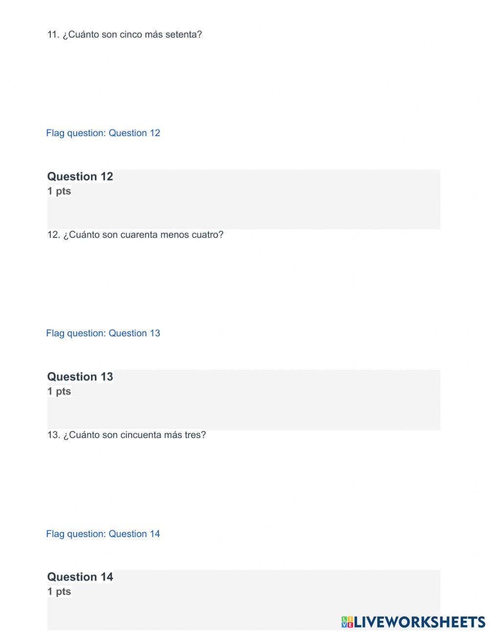 Arithmetic quiz interactive worksheet | Live Worksheets