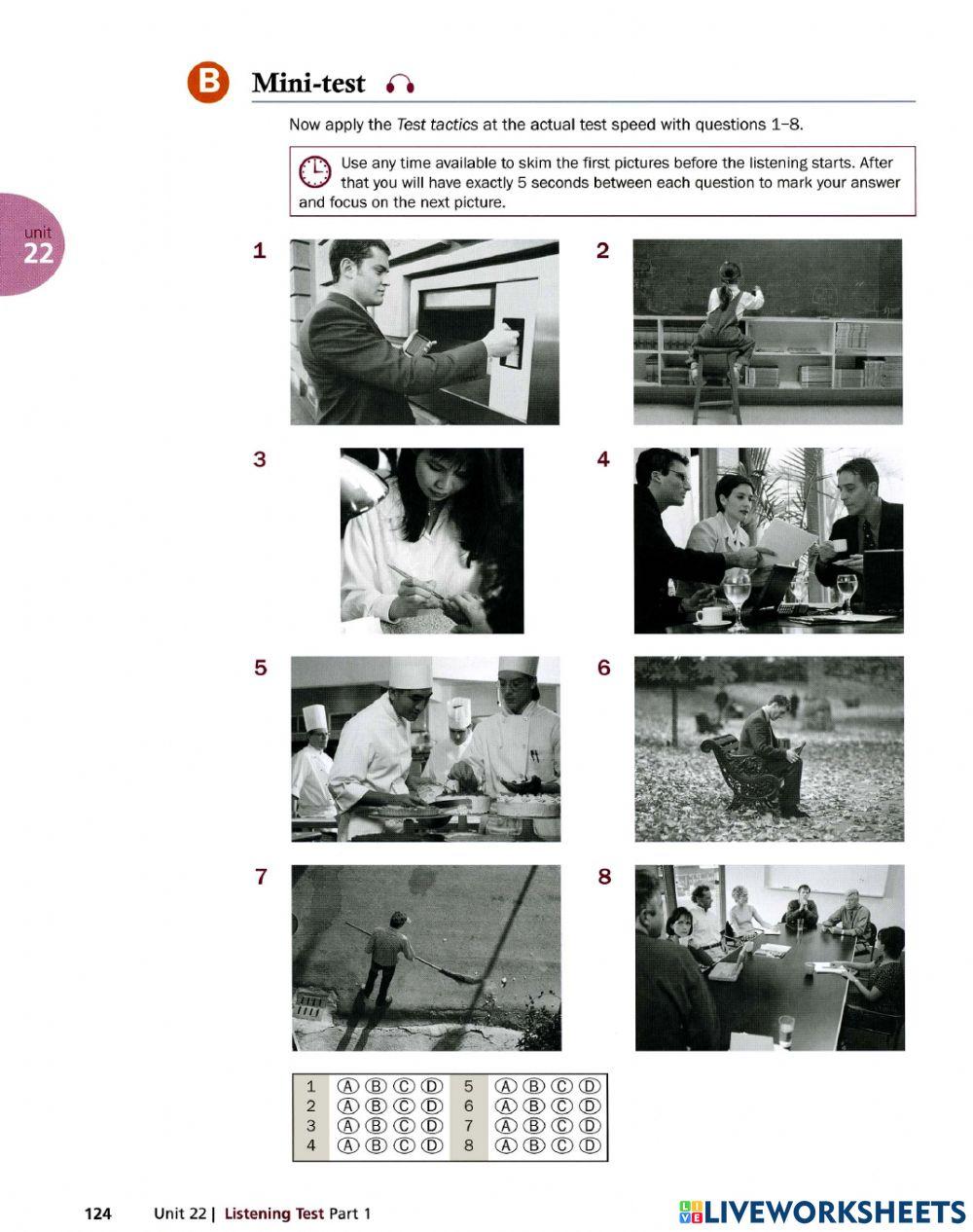 Mini test 22 worksheet | Live Worksheets