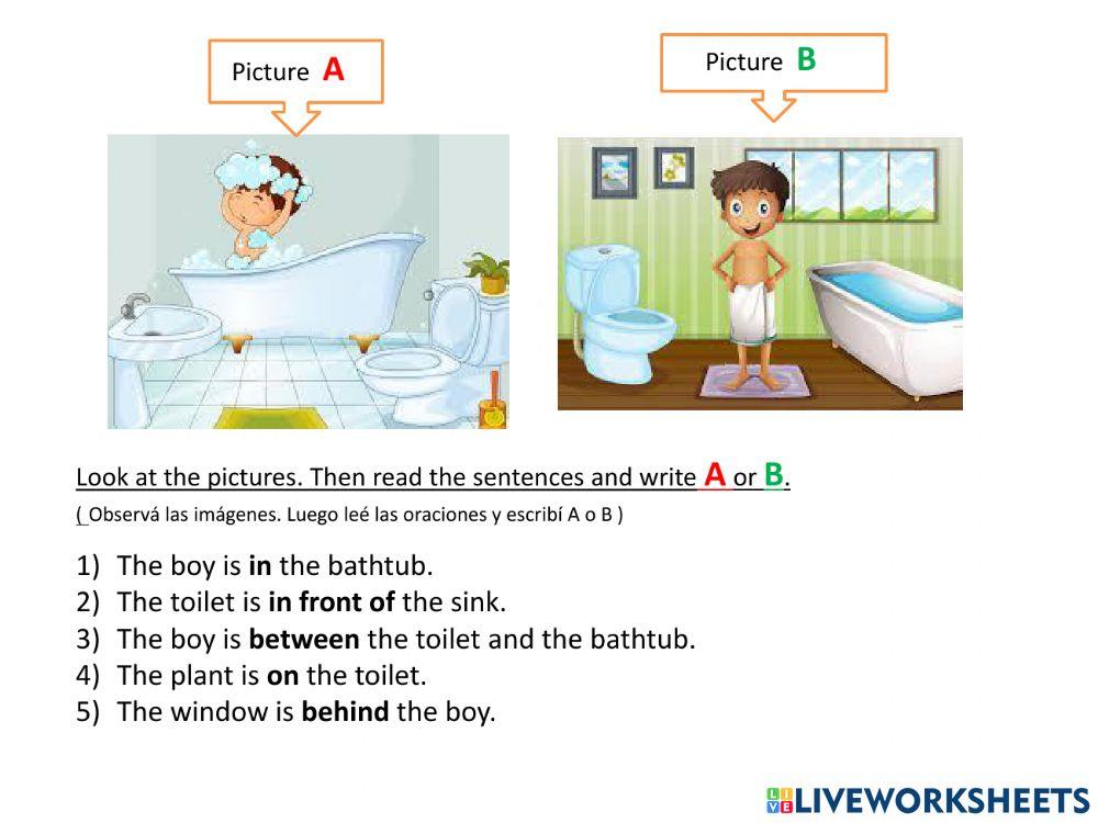 In the bathroom | Free Interactive Worksheets | 1094156