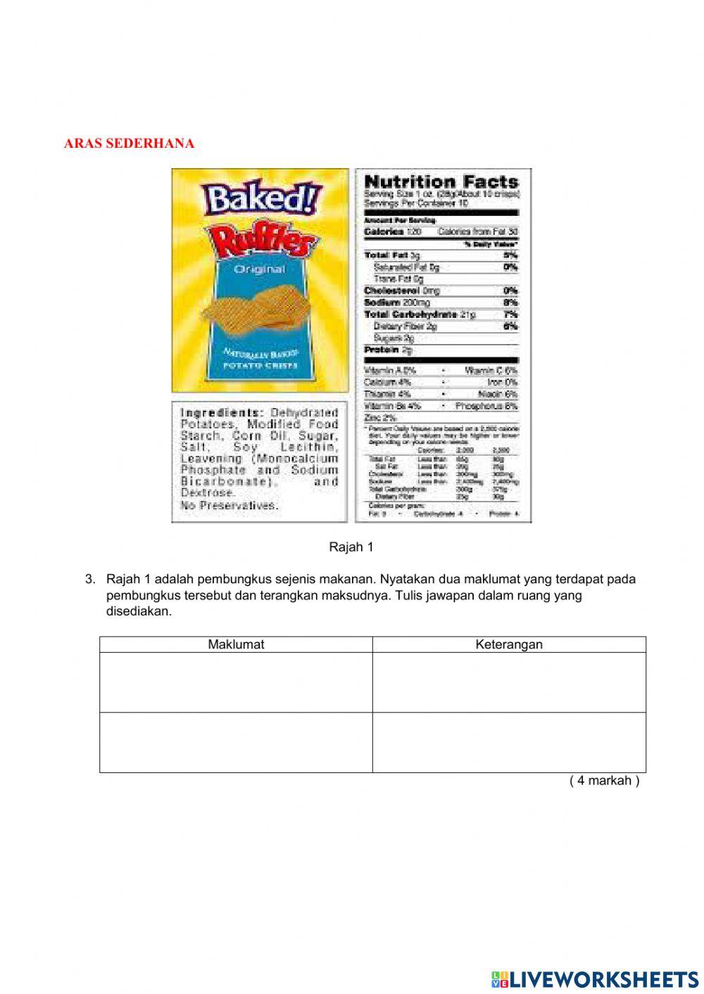 Label makanan | Nur Husnina | Live Worksheets