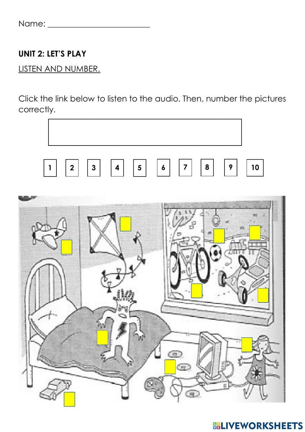 Year 1 : unit 2 (let's play) worksheet | Live Worksheets