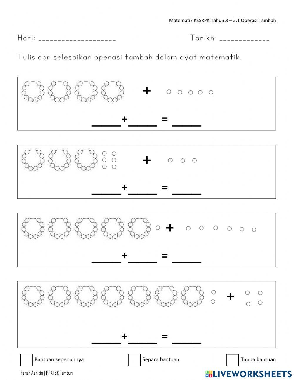 L1: Operasi Tambah worksheet | Live Worksheets