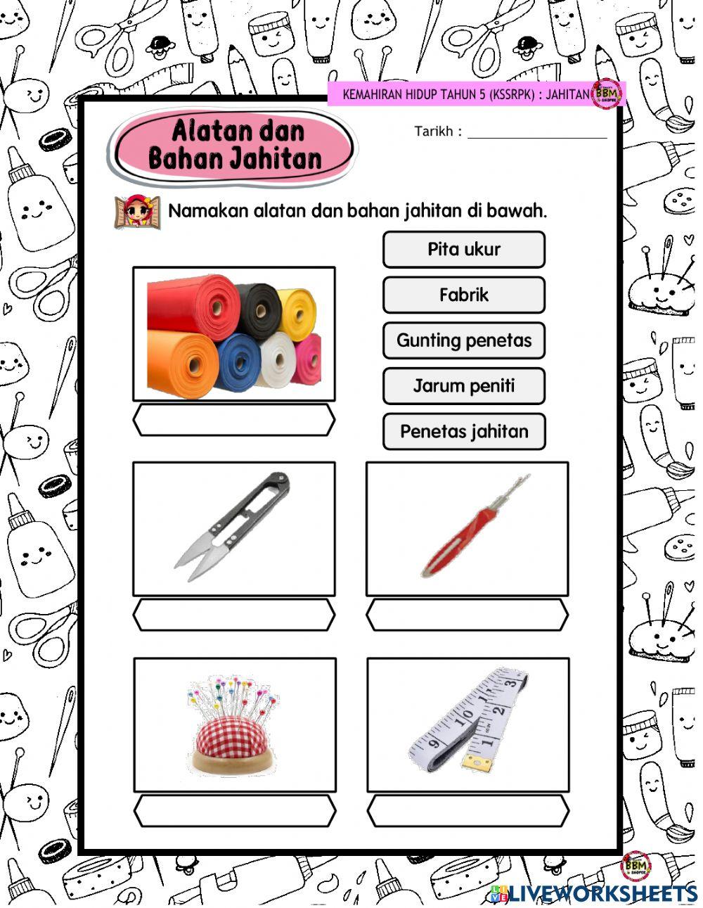 Komponen Jahitan worksheet | Live Worksheets
