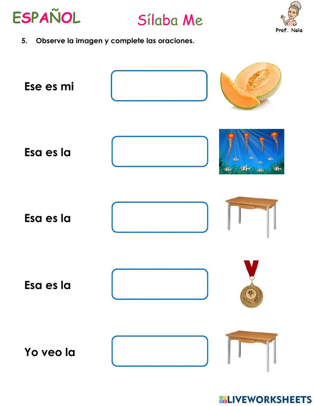 Sílaba me interactive worksheet | Live Worksheets