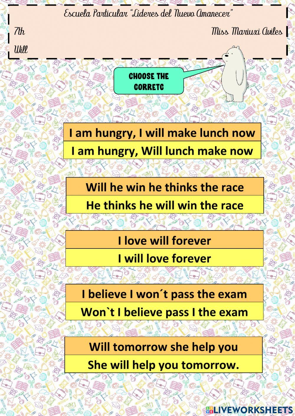 Will 1706 | miss_mareliz | Live Worksheets