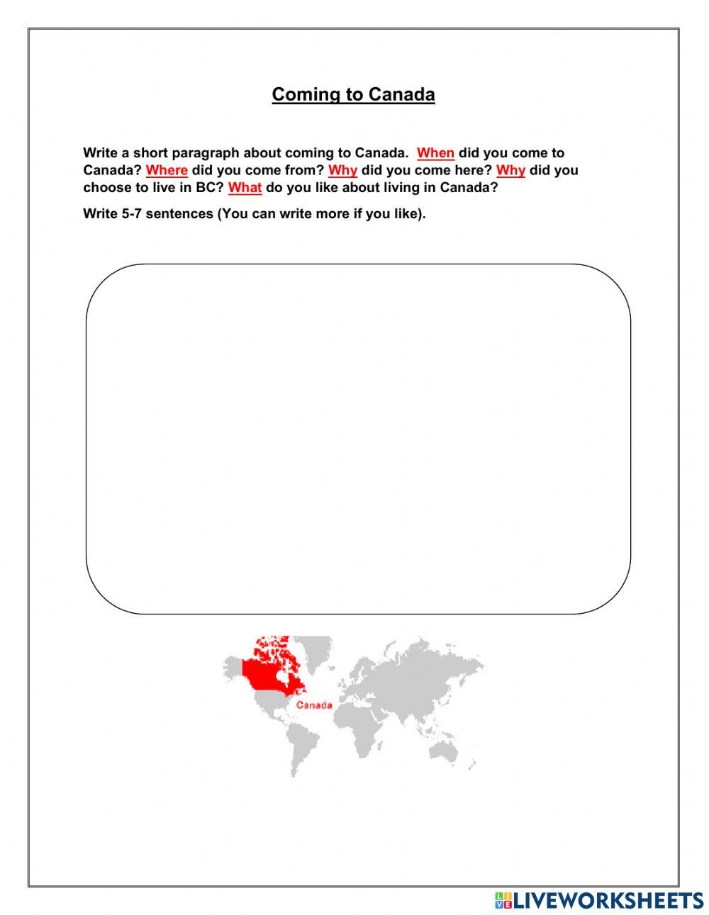 Canada - Language Companion worksheet | Live Worksheets