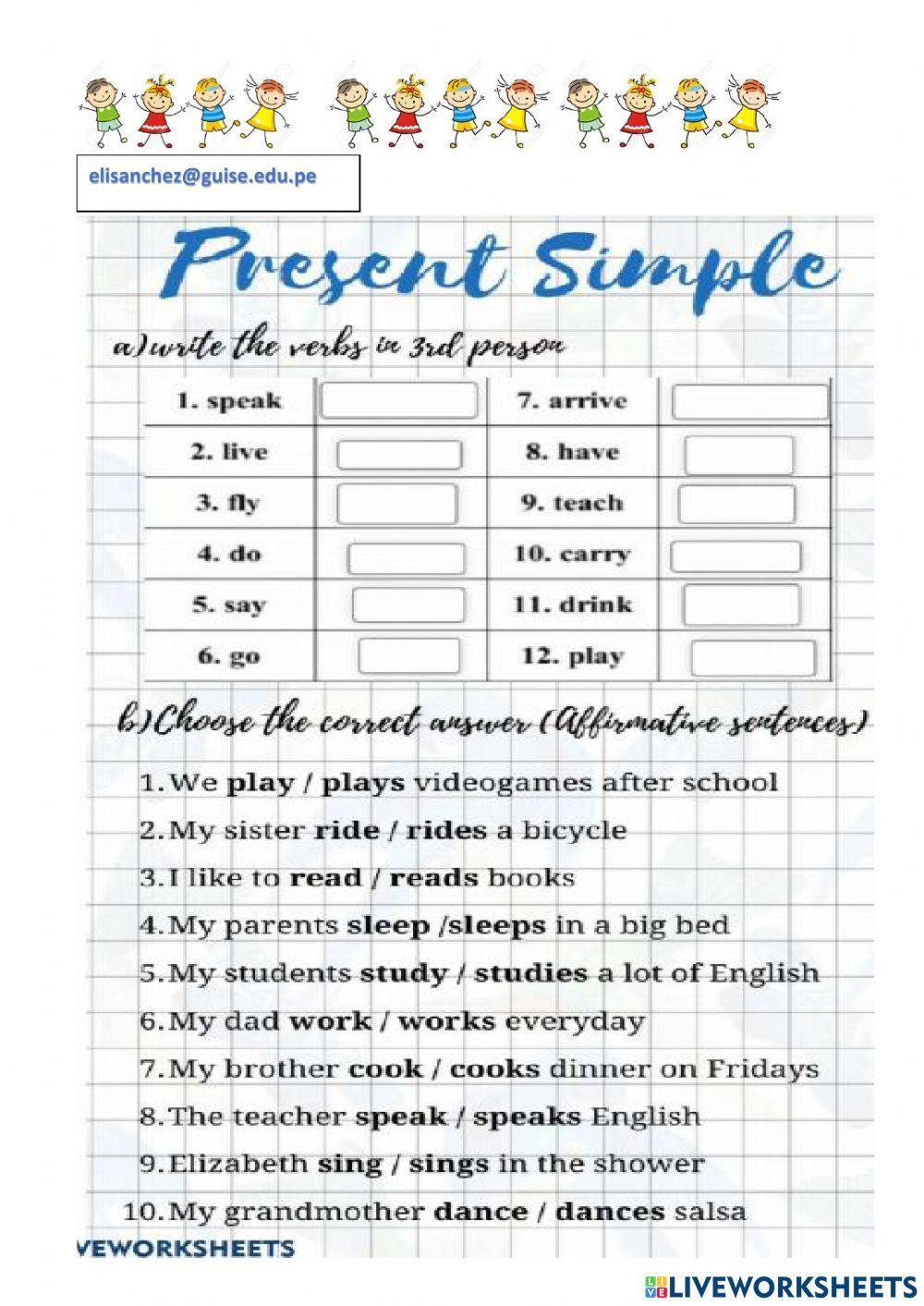 Present simple online exercise for 5 INT | Live Worksheets