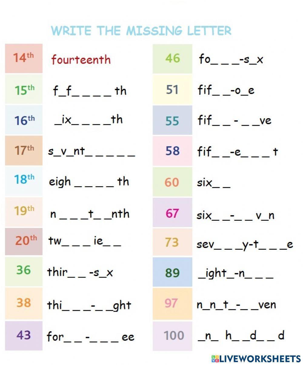 Ordinal Numbers 1 100 Worksheet Ordinal Numbers 1 100 Worksheet