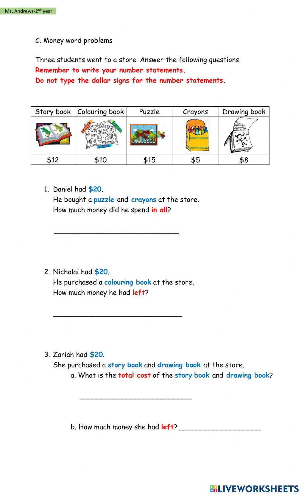 Number 20 Worksheet 3 worksheet | Live Worksheets