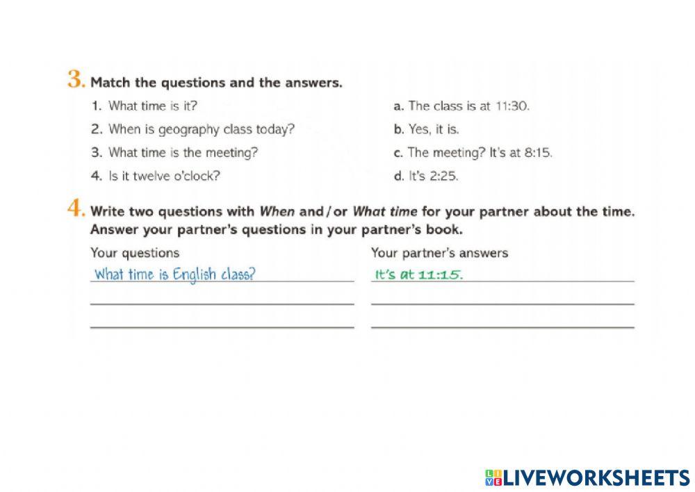 What time? activity | Live Worksheets