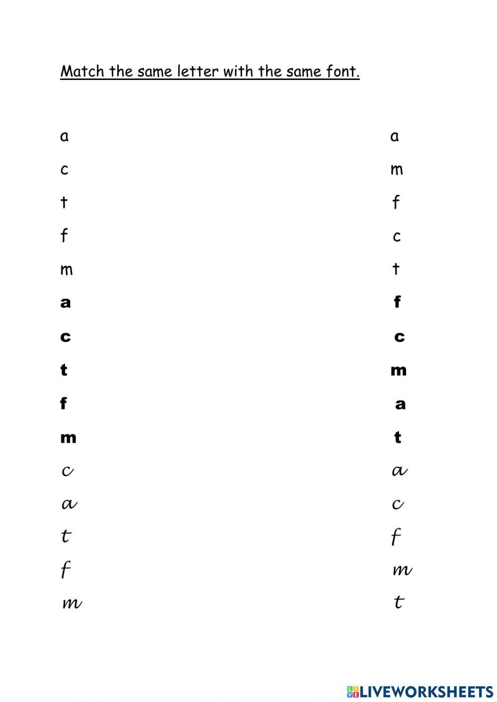 Match same letter (a,c,f,m,t) 1096580 | Noor Azwaniza