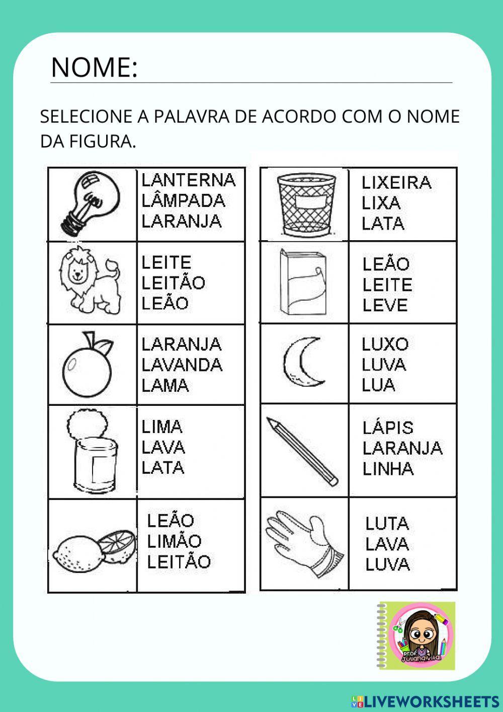 Letra l interactive activity for 1º ANO | Live Worksheets