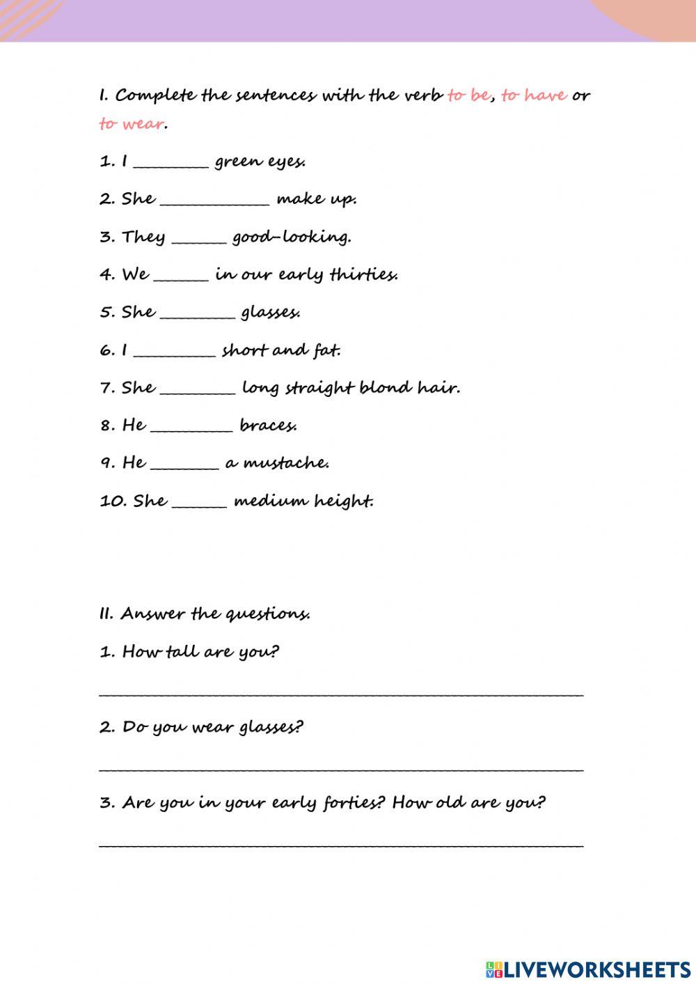 What do you look like? - Part 4 worksheet | Live Worksheets