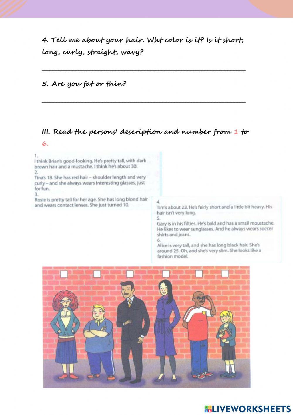 What do you look like? - Part 4 worksheet | Live Worksheets