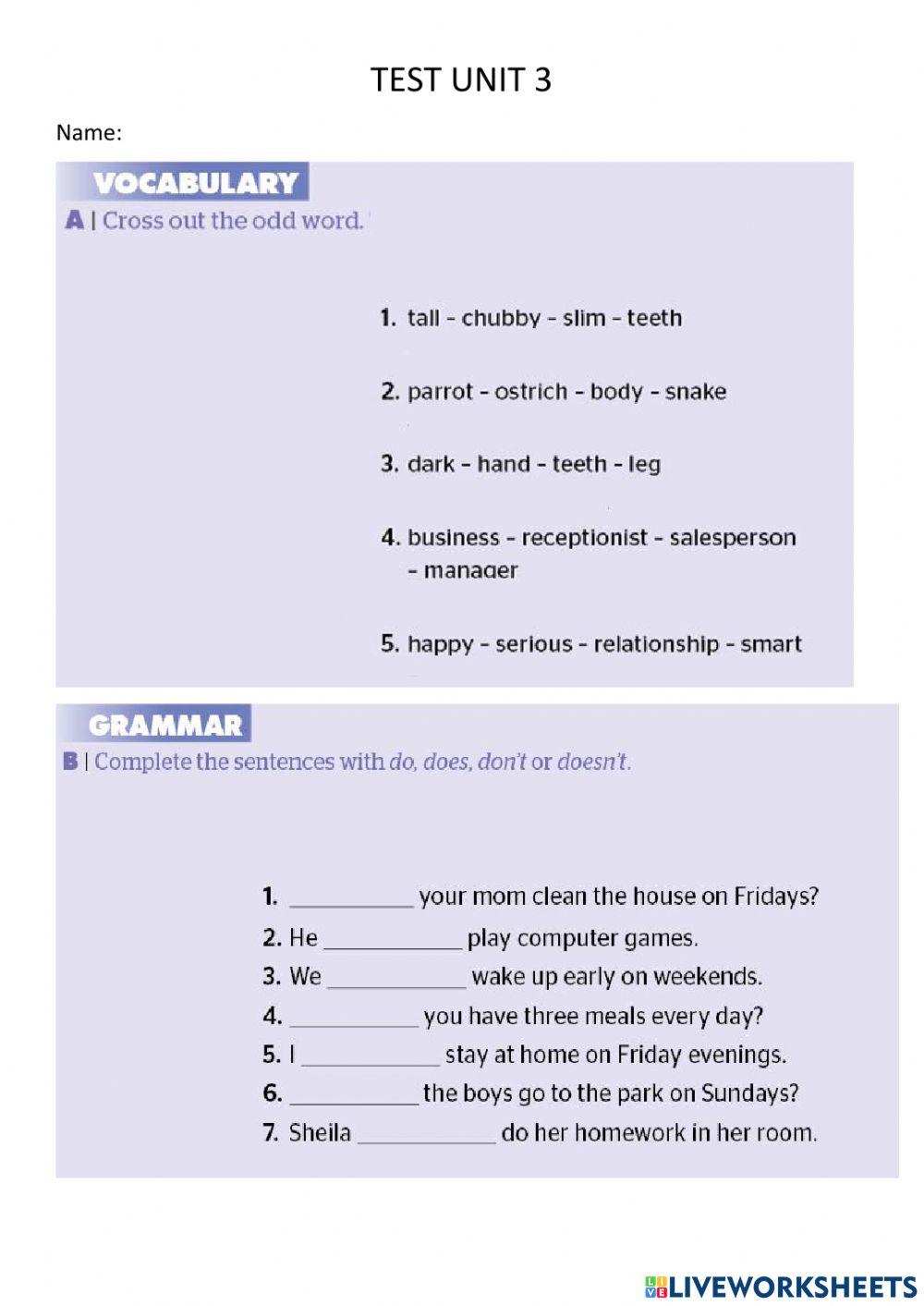 Pdf online activity: Presente simple | Live Worksheets