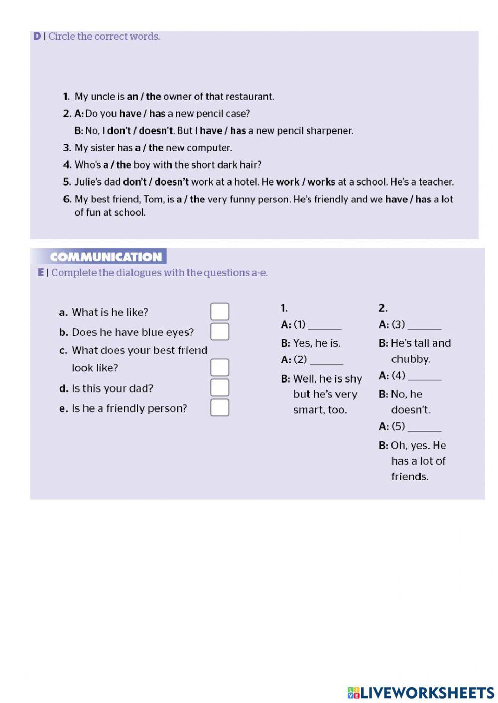 Pdf online activity: Presente simple | Live Worksheets