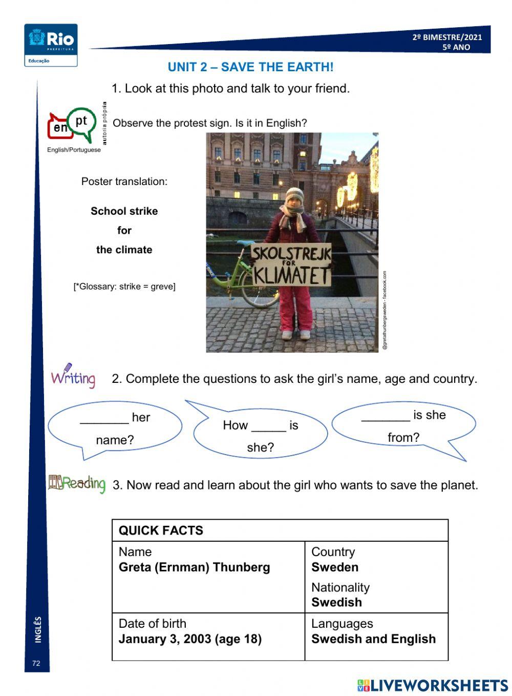 Save the Earth online activity | Live Worksheets