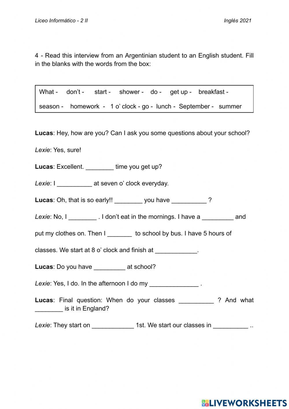 Test 2, unit 1 worksheet | Live Worksheets