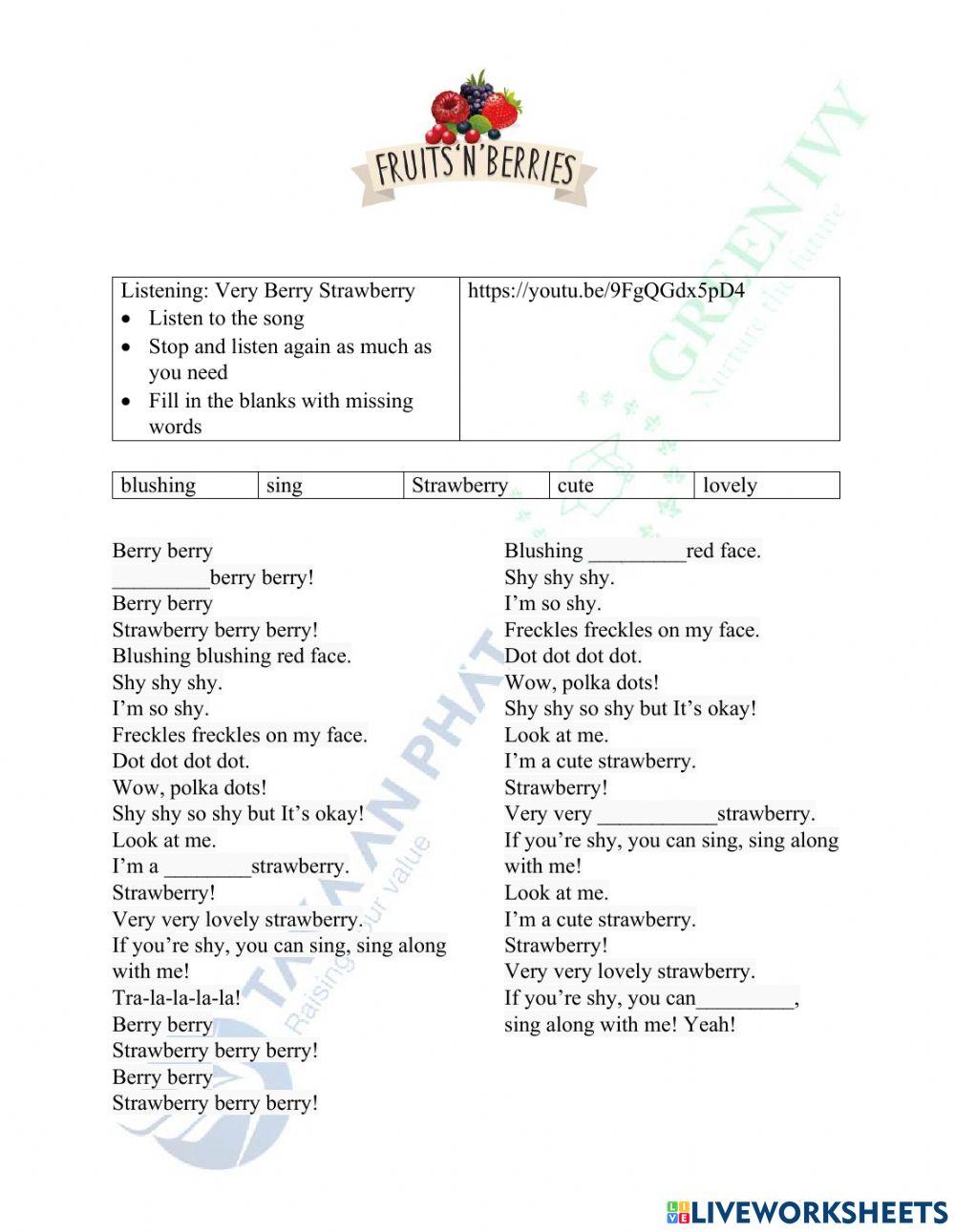 Fruits and berries online activity | Live Worksheets