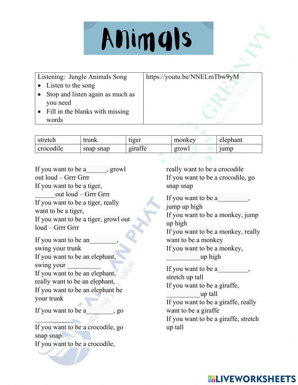 Animals online exercise for A1 | Live Worksheets