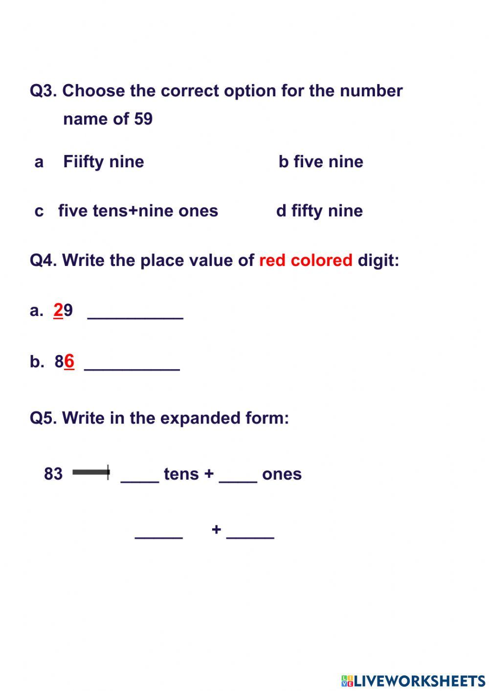 Maths bee practicework 1098726 | Alkab | Live Worksheets