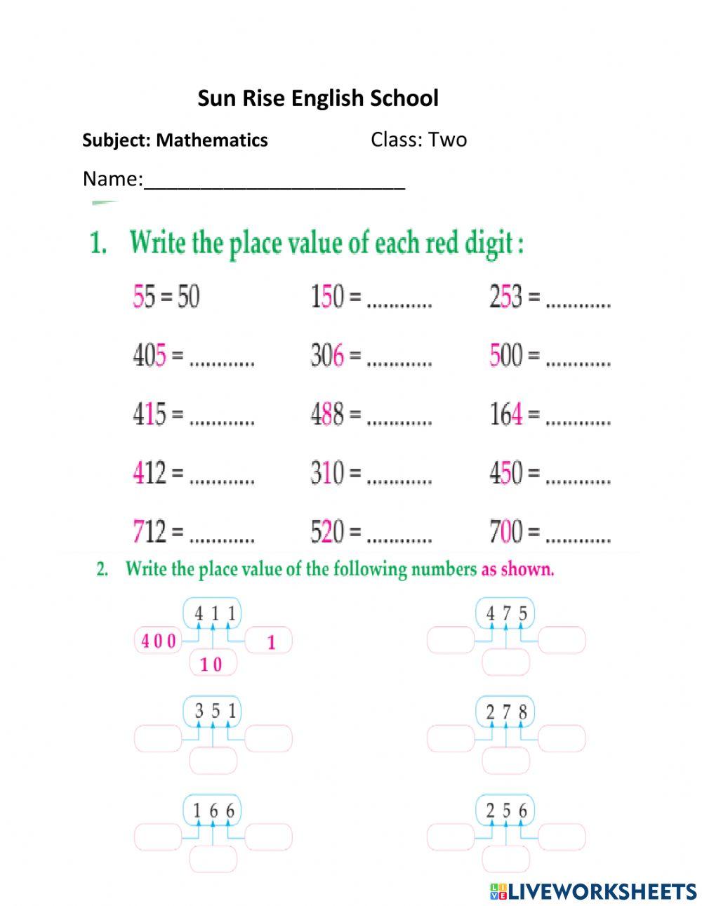 place value for class -2 | shantapuri | Live