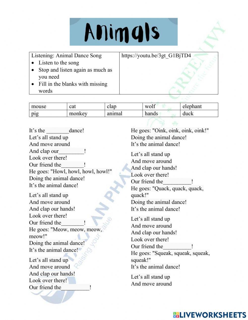 Animals online exercise for A1 | Live Worksheets