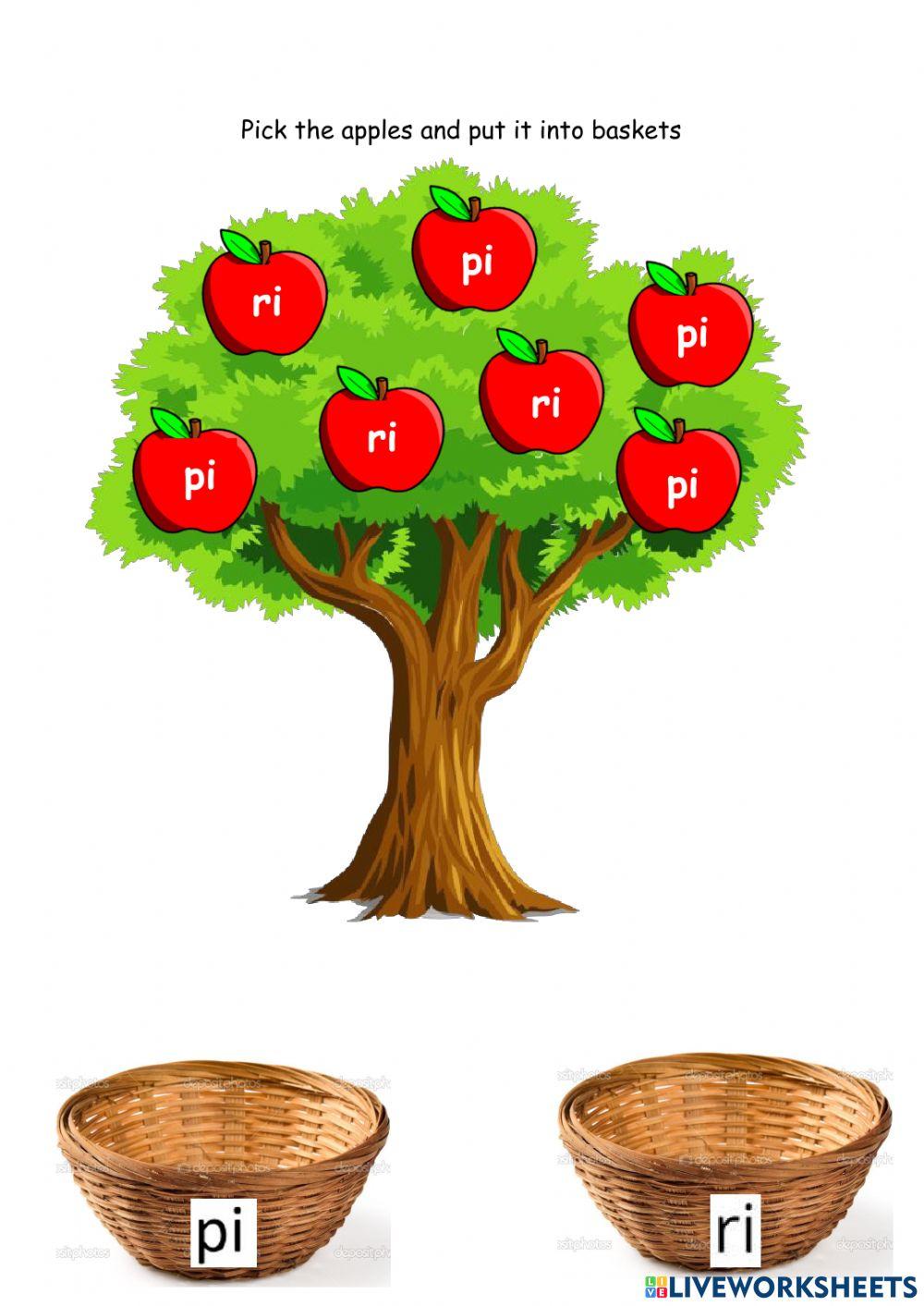 pick the apples and put it into baskets online exercise for | Live ...