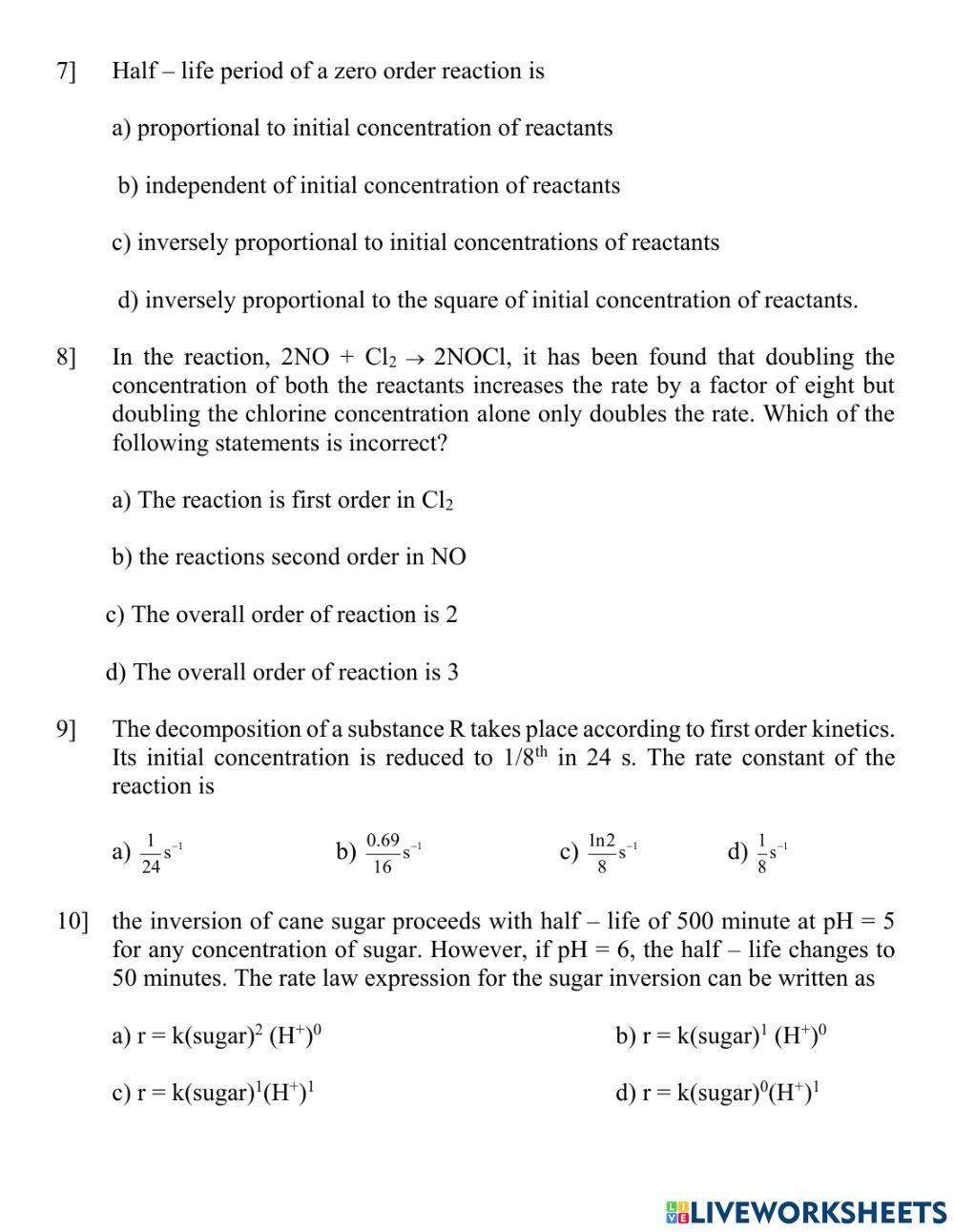 Kinetics n surface worksheet | Live Worksheets