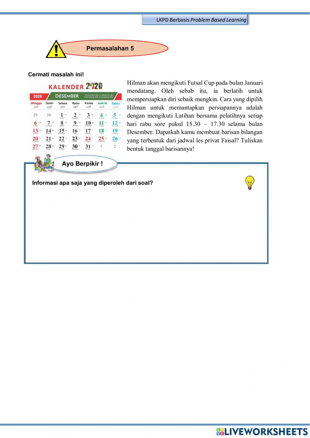 Pola Bilangan Matematika exercise | Live Worksheets