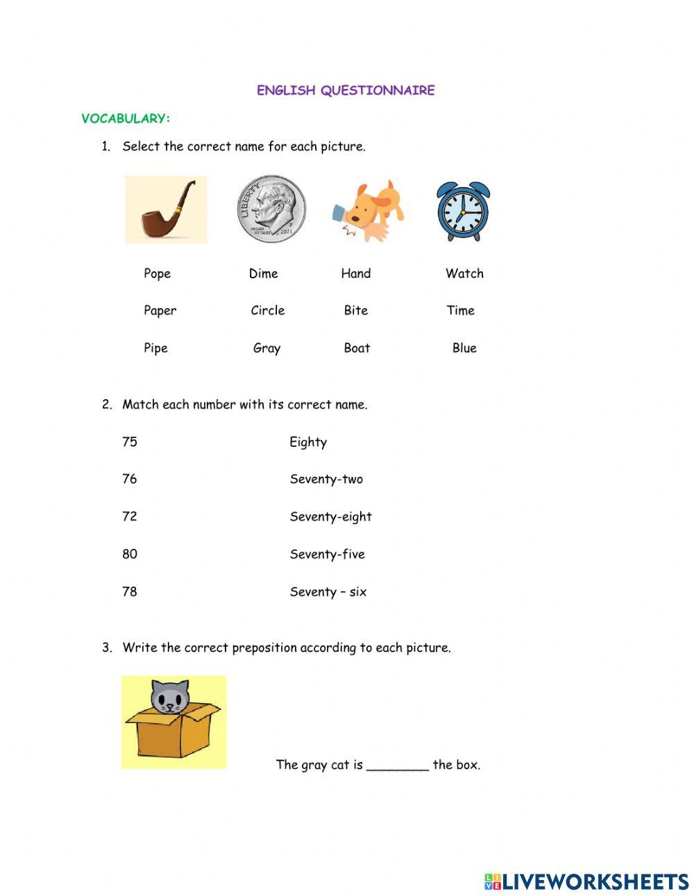 English Questionnaire - 2 1099646 | Maria Alicia Flores