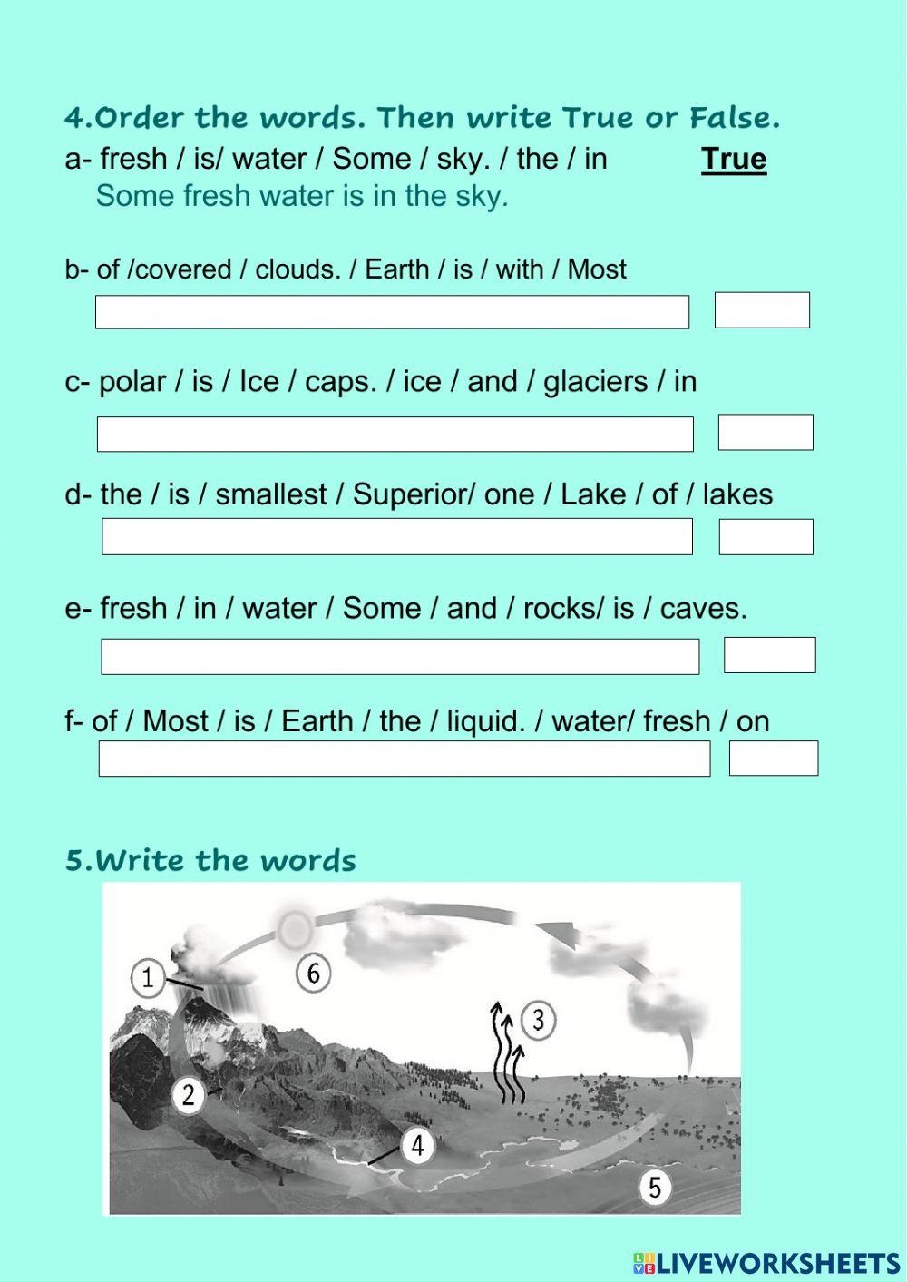 SALT WATER, FRESH WATER and WATER CYCLE- Activity