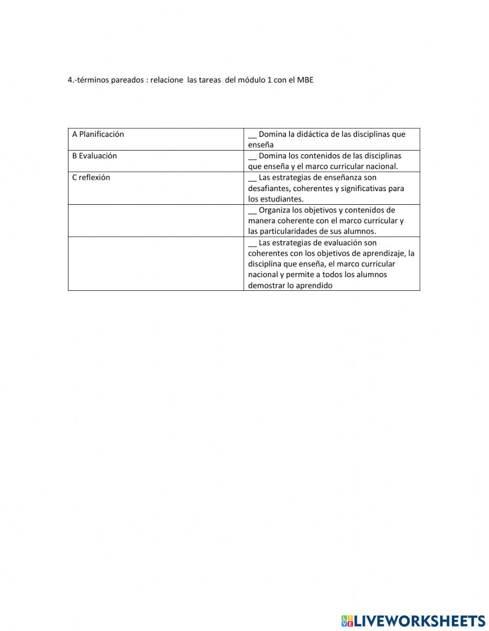 Evaluación Docente interactive worksheet | Live Worksheets
