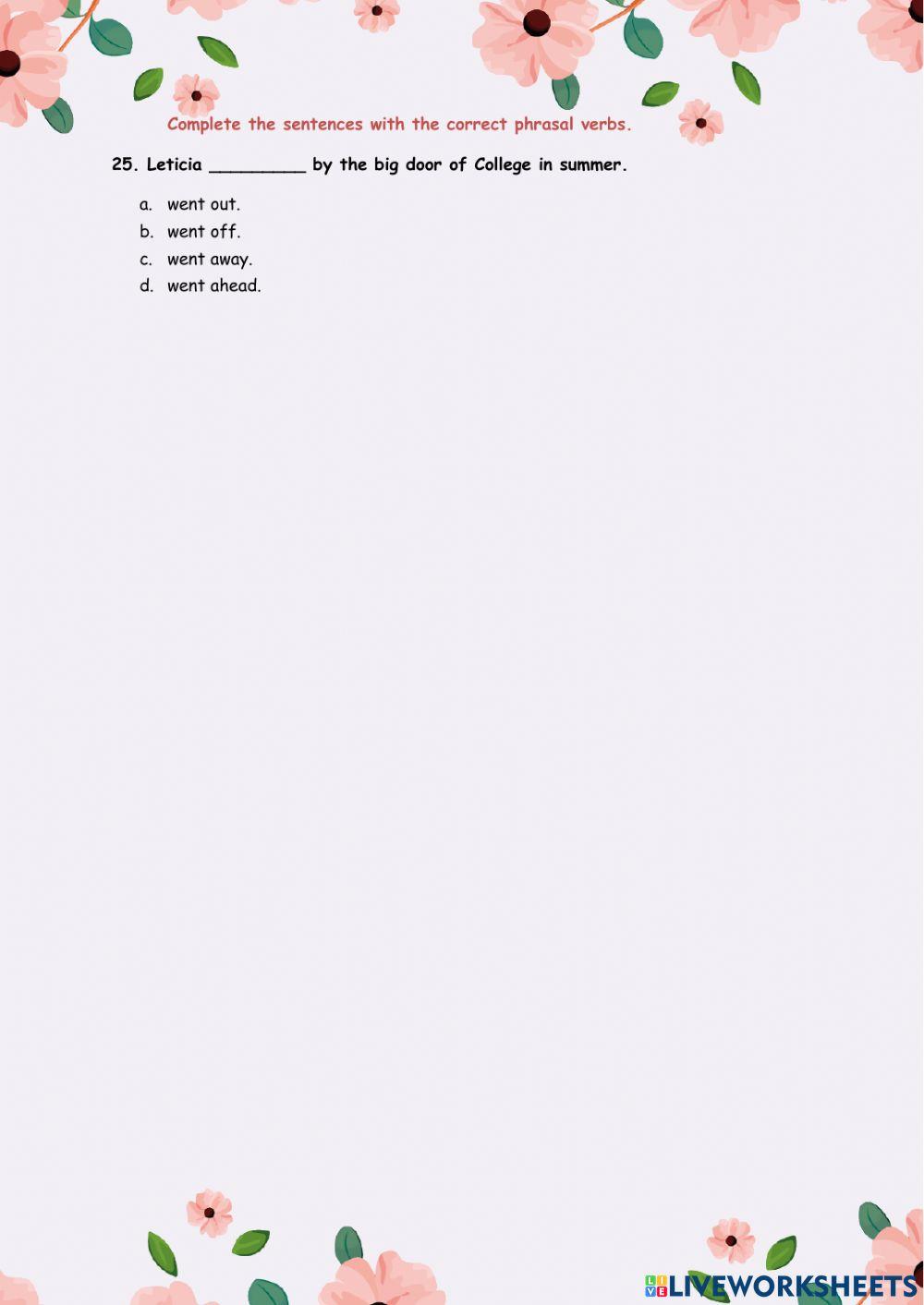 Going over some grammar and vocabulary. worksheet | Live Worksheets