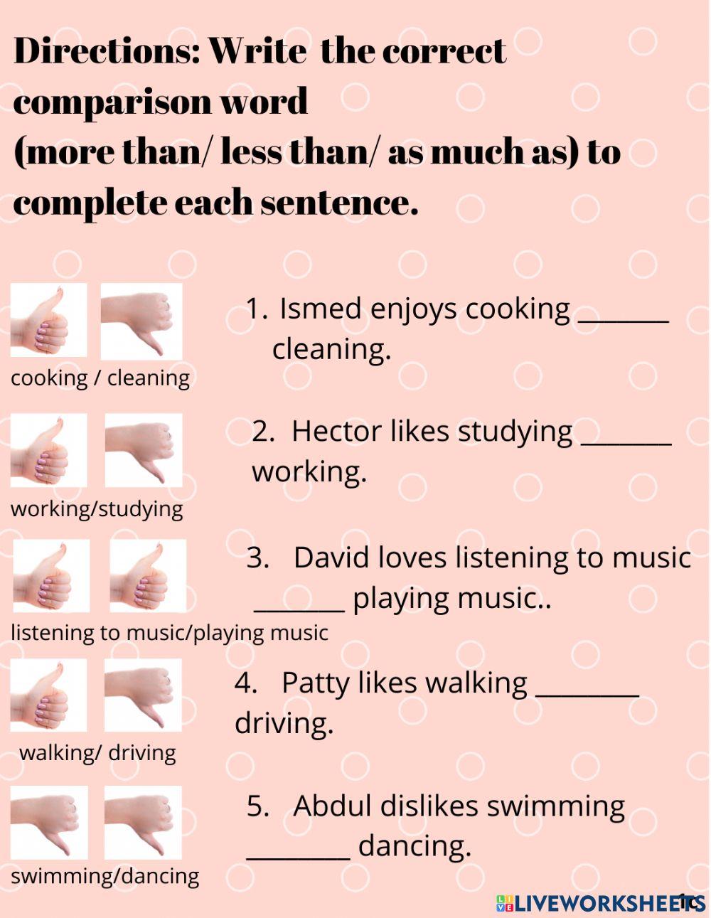 1100030 | Comparisons | Kim Contreras | LiveWorksheets