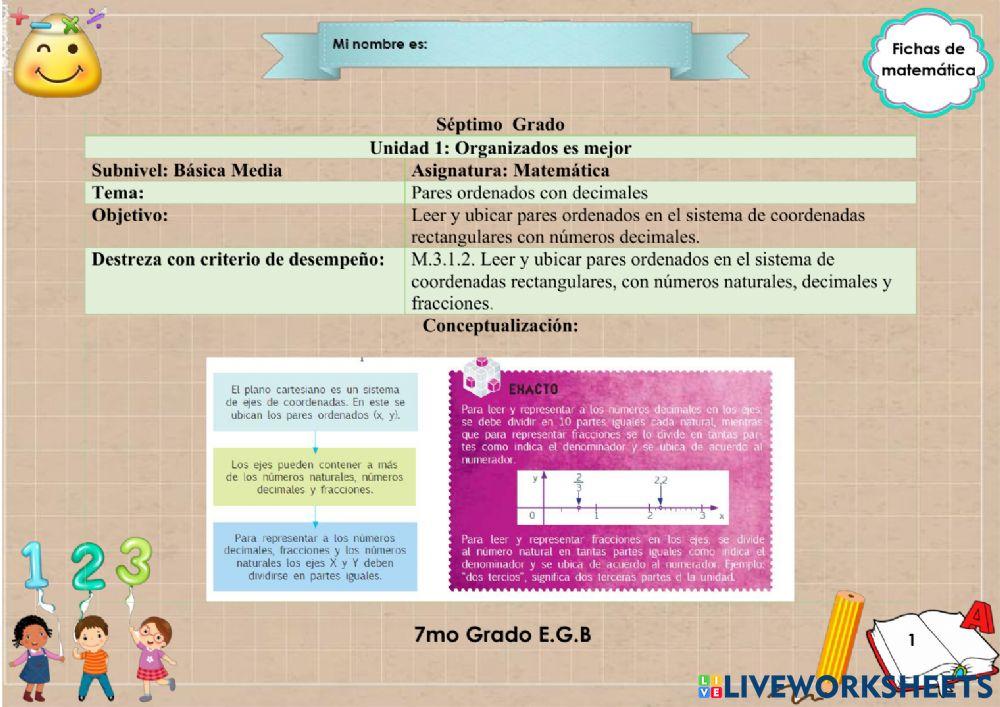 Unidad 1 interactive worksheet for Séptimo | Live Worksheets