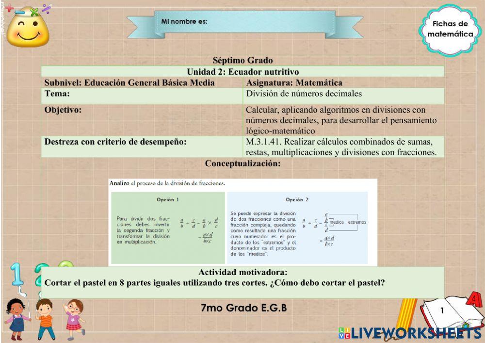 Unidad 1 interactive activity for Séptimo | Live Worksheets