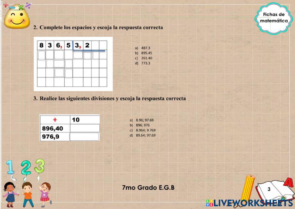 Unidad 1 interactive activity for Séptimo | Live Worksheets
