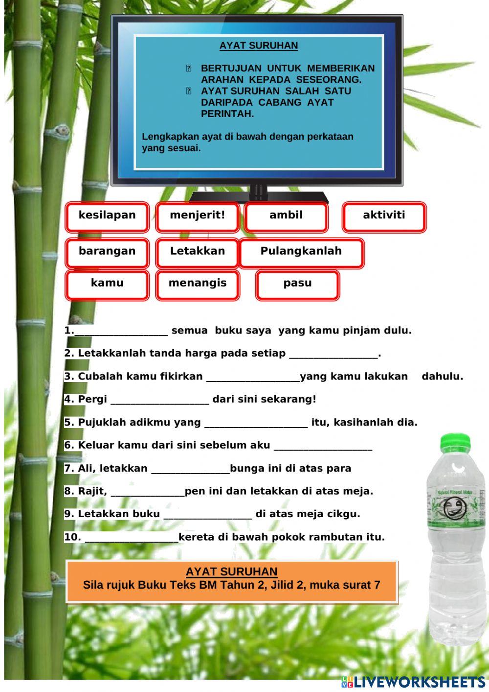 Ayat suruhan interactive worksheet | Live Worksheets