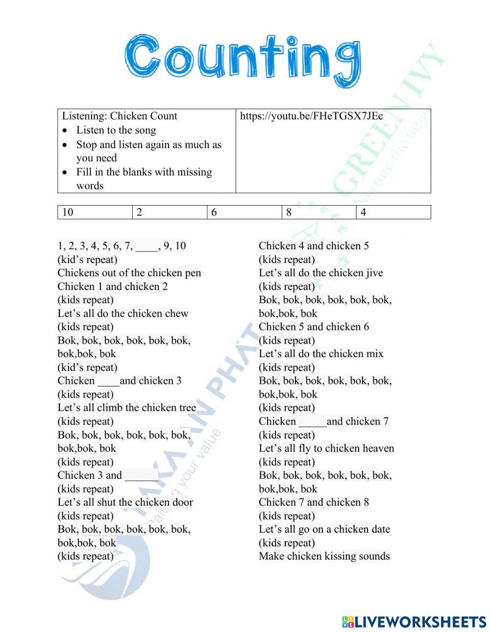 Counting online pdf worksheet | Live Worksheets